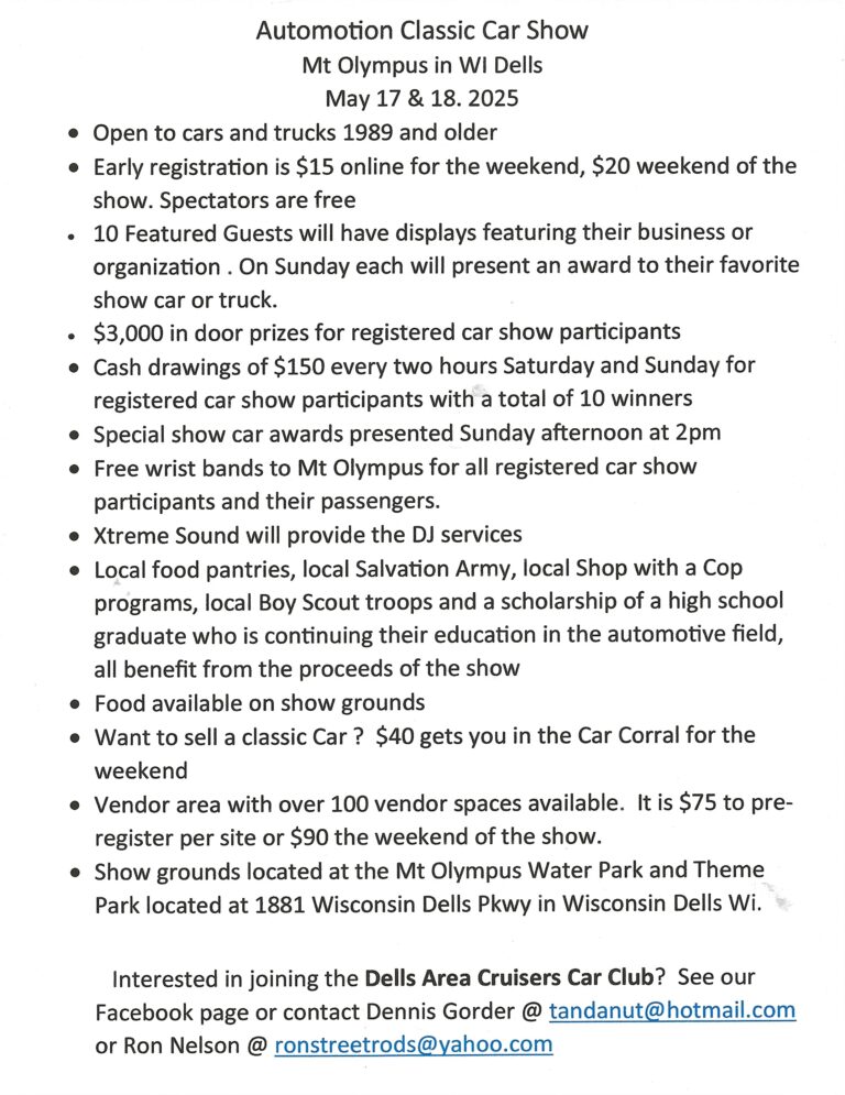 Automotion Classic Car Show - Wisconsin Dells - 5/17 thru 5/18/25 ...