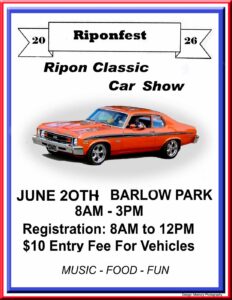 Riponfest Classic Car Show - Ripon - 6/20/26 - Wisconsin Motor Events