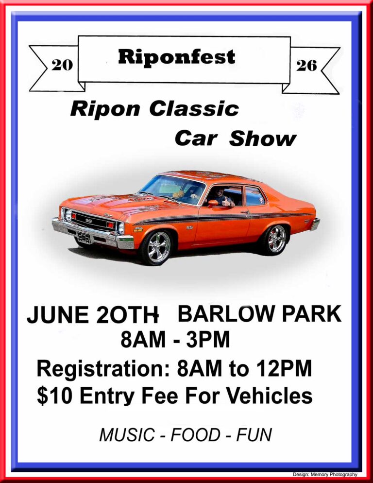 Riponfest Classic Car Show - Ripon - 6/20/26 - Wisconsin Motor Events
