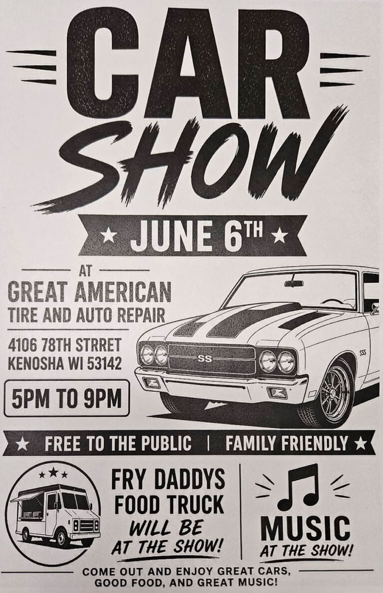 Great American Tire Car Show - Kenosha - 6/6/2026 - Wisconsin Motor Events